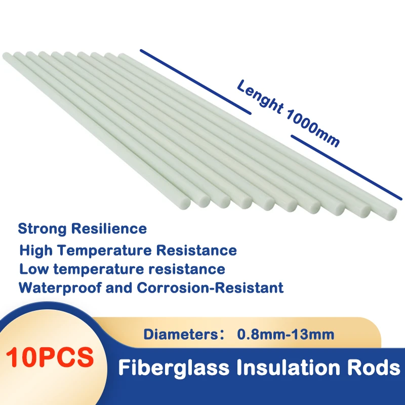 10PCS-Length-1000mm-Glass-Fiber-Rod-Solid-Glass-Fiber-Elastic-Round-Rod ...