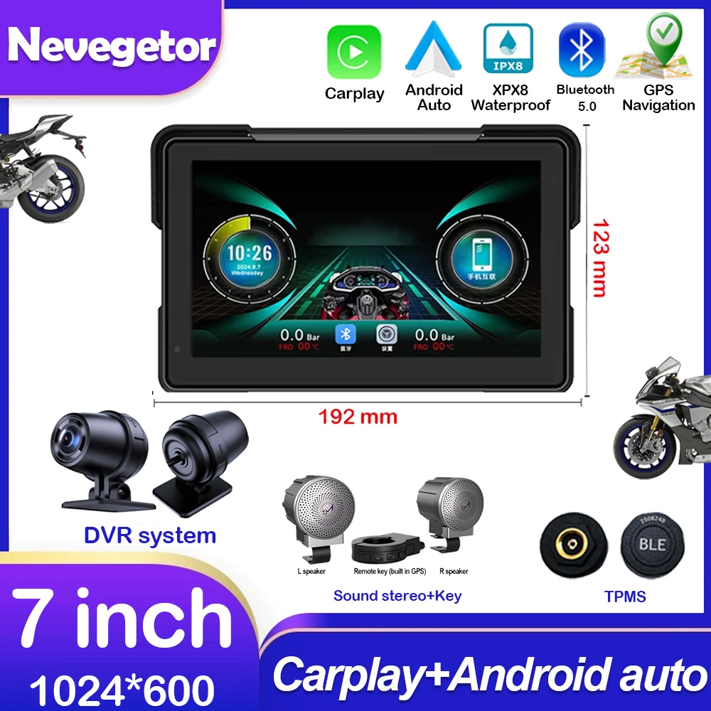 7 Inch Portable GPS Navigation Motorcycle Waterproof Display Moto ...