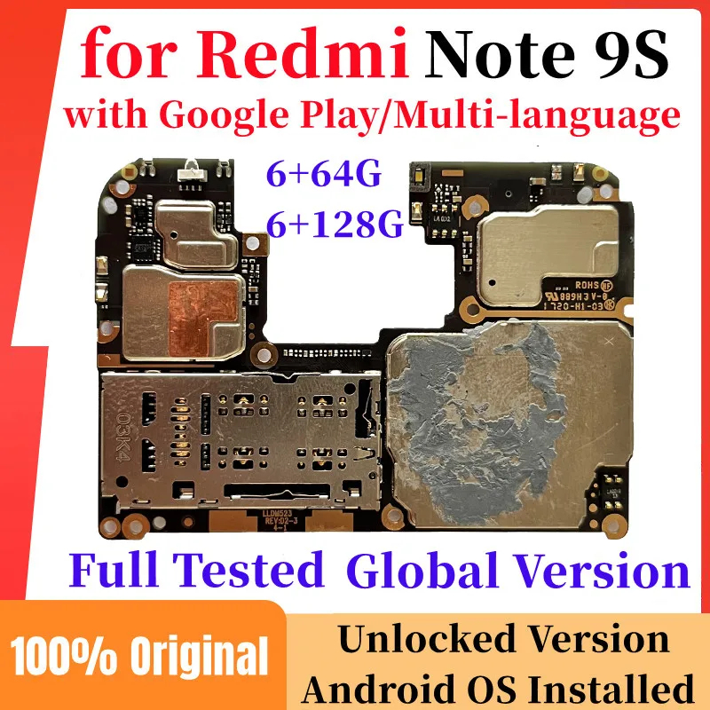 Original Unlocked for Xiaomi Redmi Note 9S Motherboard 128gb 64gb ...