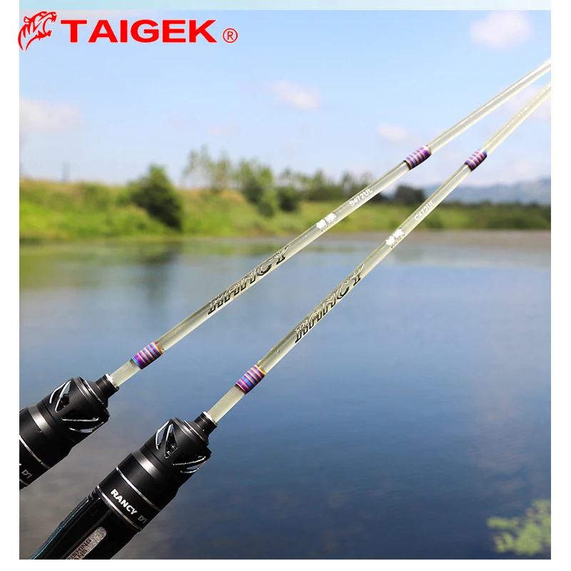 TAIGEK Trout rod mini player 1.4m UL rod fiberglass fishing tackle solid tip FUJI guide Lure 1 ...