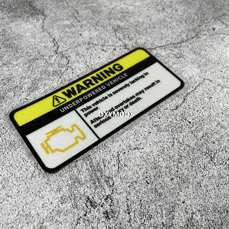 Warning-Engine-Car-Styling-Stickers-Under-Powered-Vehicle-Decal-Motor ...