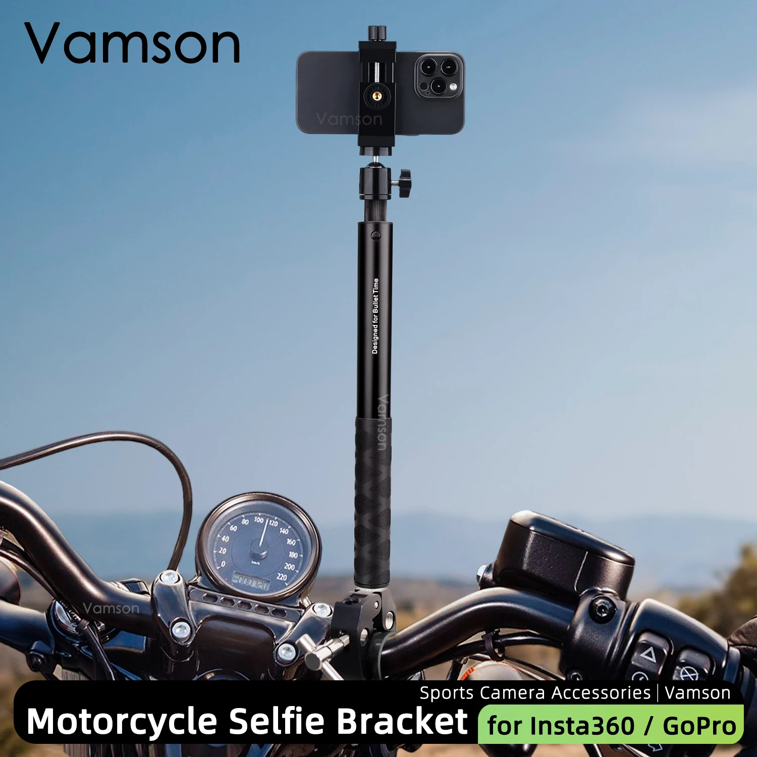 Vamson Motorcycle 3rd Person View Invisible Selfie Stick for Iphone ...