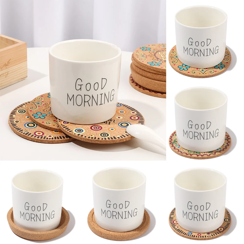 Non-Slip-Cork-Coasters-Natural-Wooden-Round-Coffee-Cup-Mat-Heat ...