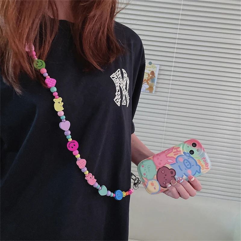 S-e-Nette-Rosa-Herz-Bogen-Mobile-Gurt-Telefon-Ketten-F-r-Frauen-Perle ...