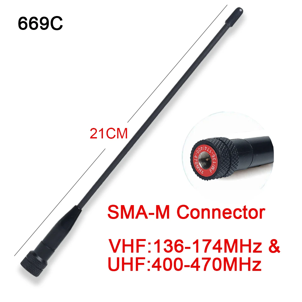 2022 Hot 669C Walkie-Talkie Antenna SMA-M Male VHF UHF Walkie Talkie Whip Antennas For Yaesu VX ...