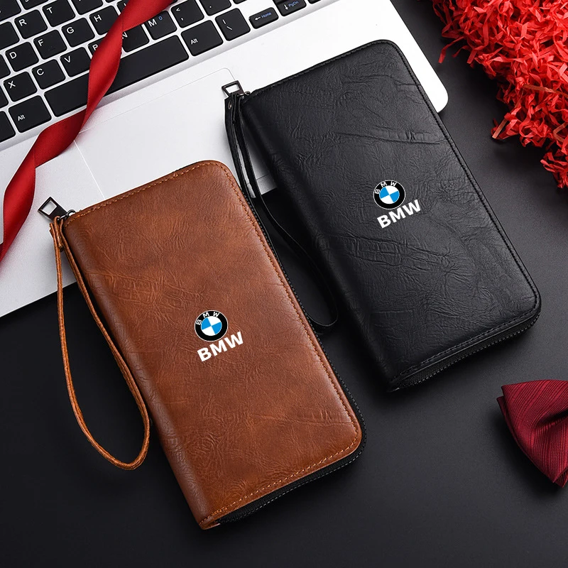 Car-Logo-Men-s-Long-Purse-Leather-Wallet-Zipper-Business-Handbag-Card ...
