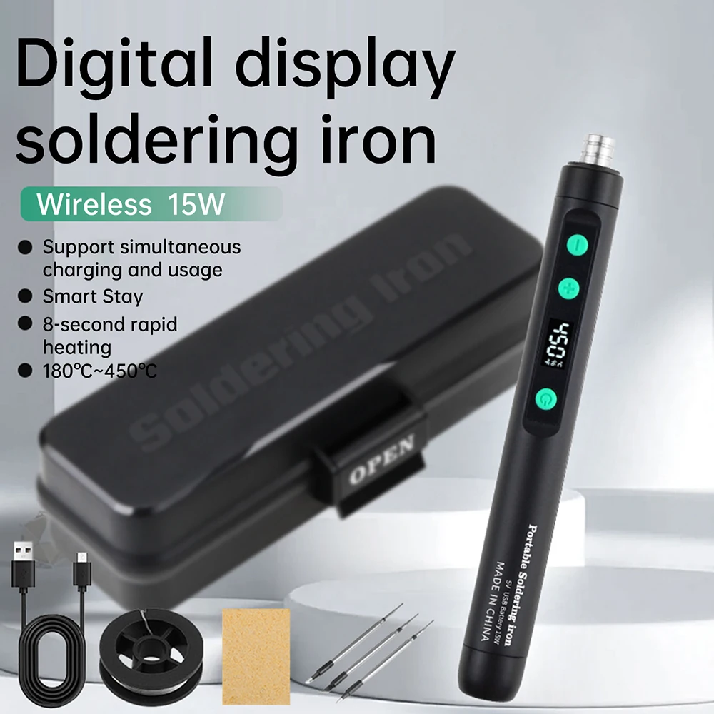 15W USB Solder Iron Wireless Electric Soldering Iron Type-C Interface ...