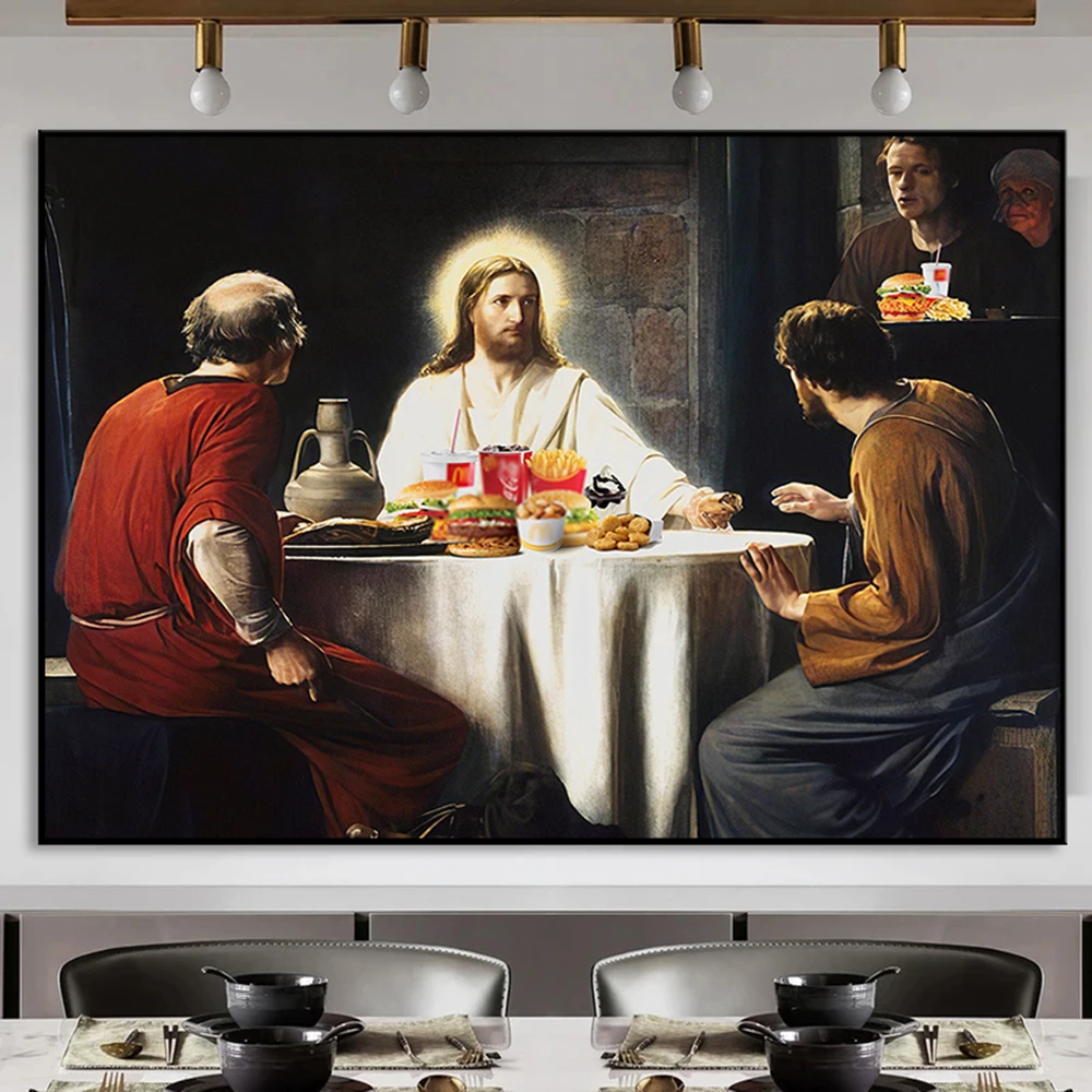 Jesus-Christ-at-the-Supper-at-Emmaus-Canvas-Painting-Altered-Picture ...