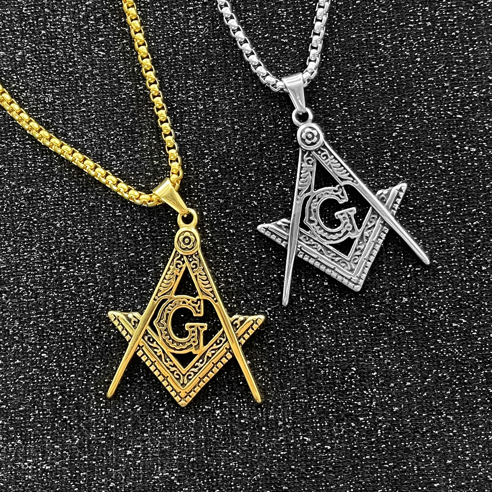 Men-s-silver-gold-color-Free-Mason-Pendant-316L-Stainless-Steel-with ...