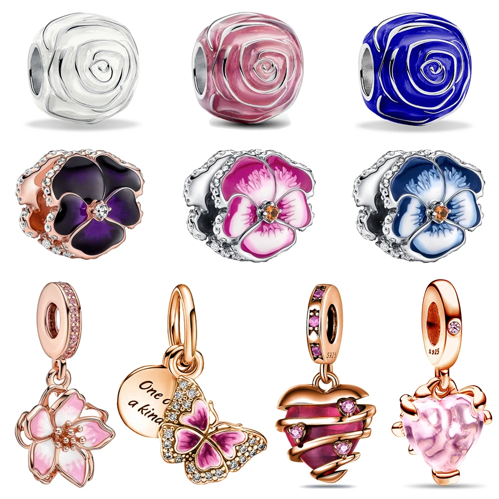 925-Sterling-Silver-Flower-Beads-para-fazer-j-ias-se-Fits-Pandora ...