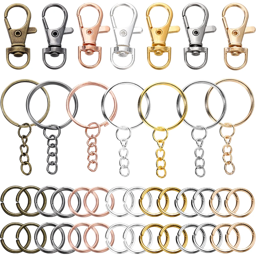 70Pcs/Set Swivel Snap Hook and Key Rings with Chain Jump Rings ...