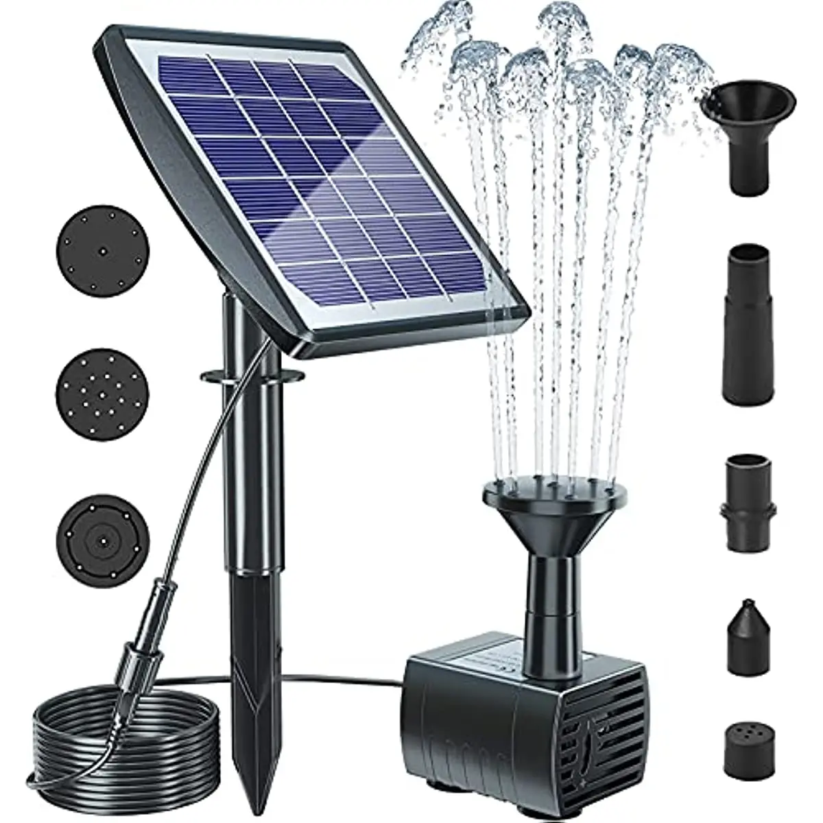 2W Solar Fountain with Glass Solar Panel Fountain Pump Kit Outdoor for ...