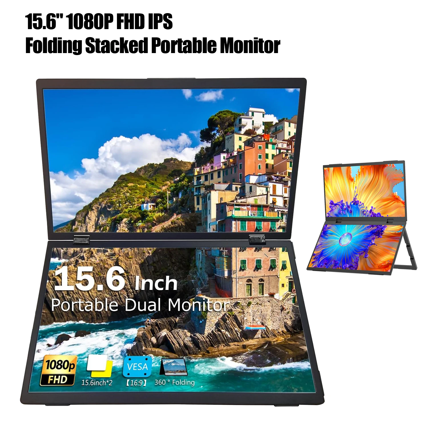 Monitor-port-til-de-tela-IPS-dupla-15-6-Polegada-1080P-FHD-Flip-360 ...