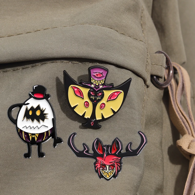 Cartoon Anime Devil Enamel Pins Backpack Hat Lapel Badge Cute Animals ...