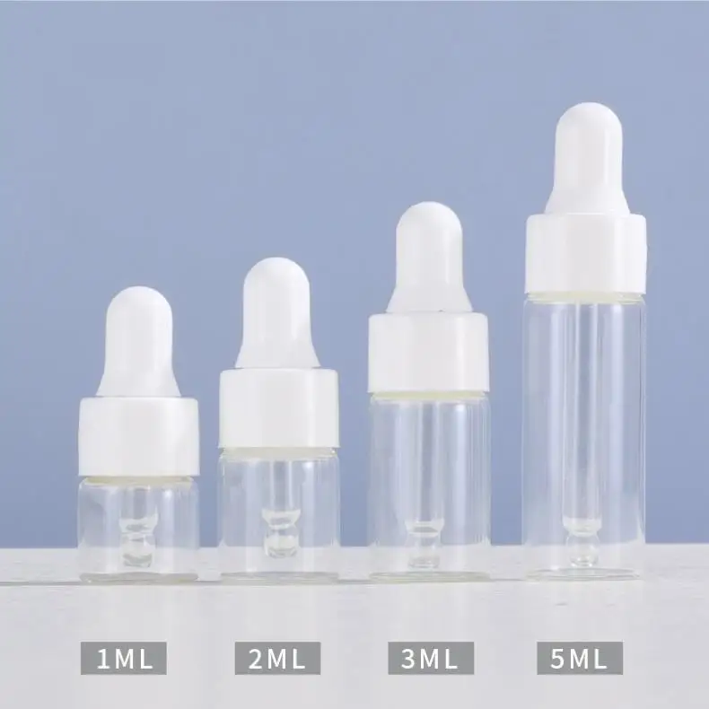 20-50-100pcs-1ml-2ml-3ml-5ml-Transparent-mini-Glass-Dropper-Bottle-with ...