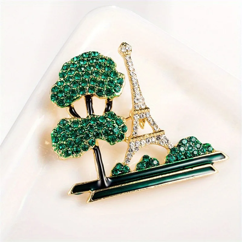 Creative-Alloy-Green-Tree-Enamel-Brooch-Eiffel-Tower-Badges-Lapel-Pin ...