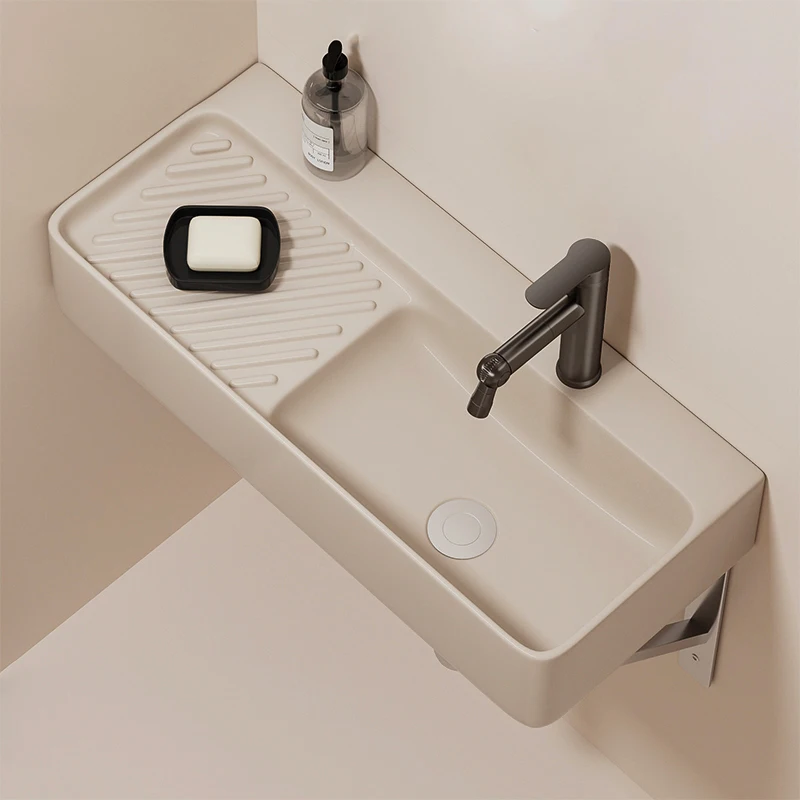 Small-Apartment-Lengthened-Narrow-Side-Wall-Mounted-Ceramic-Basin-Cream ...
