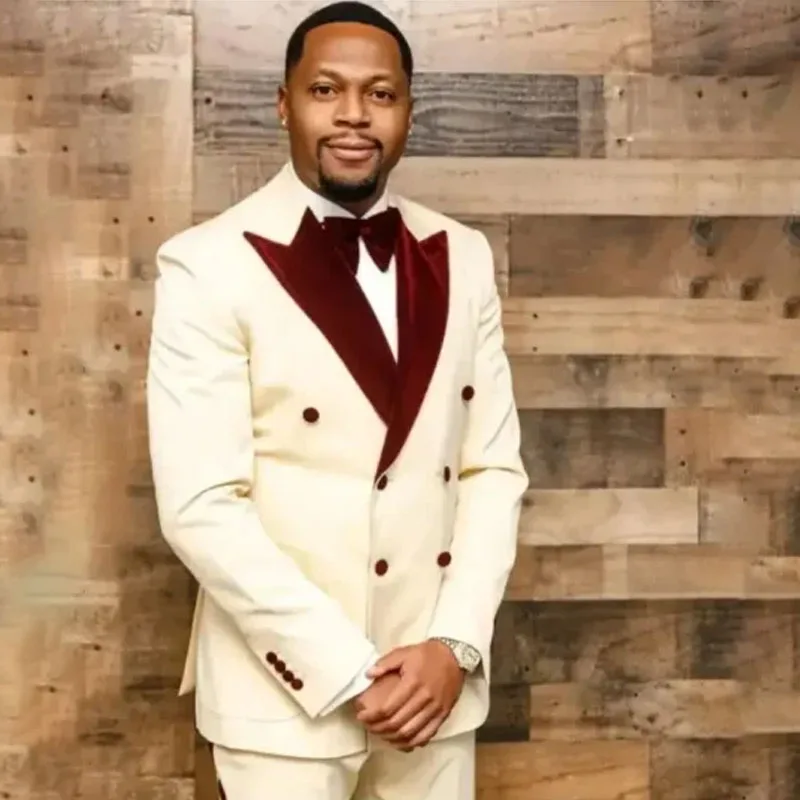 Ivory-traje-de-2-piezas-para-hombre-Blazer-de-doble-botonadura-con ...