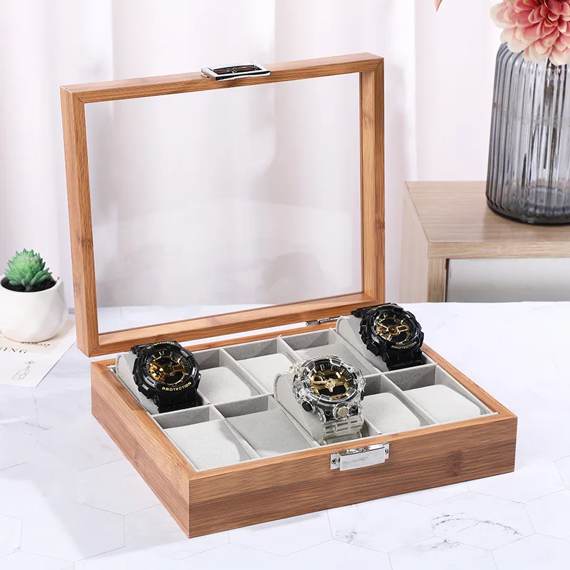 DELESYS New Style3/6/10/12 Slots Solid Wood Bamboo Watch Box Chinese ...