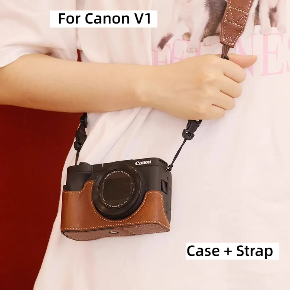 For Canon V1 Protective Case Camera Bag Powershot V1 PU Leather Base ...
