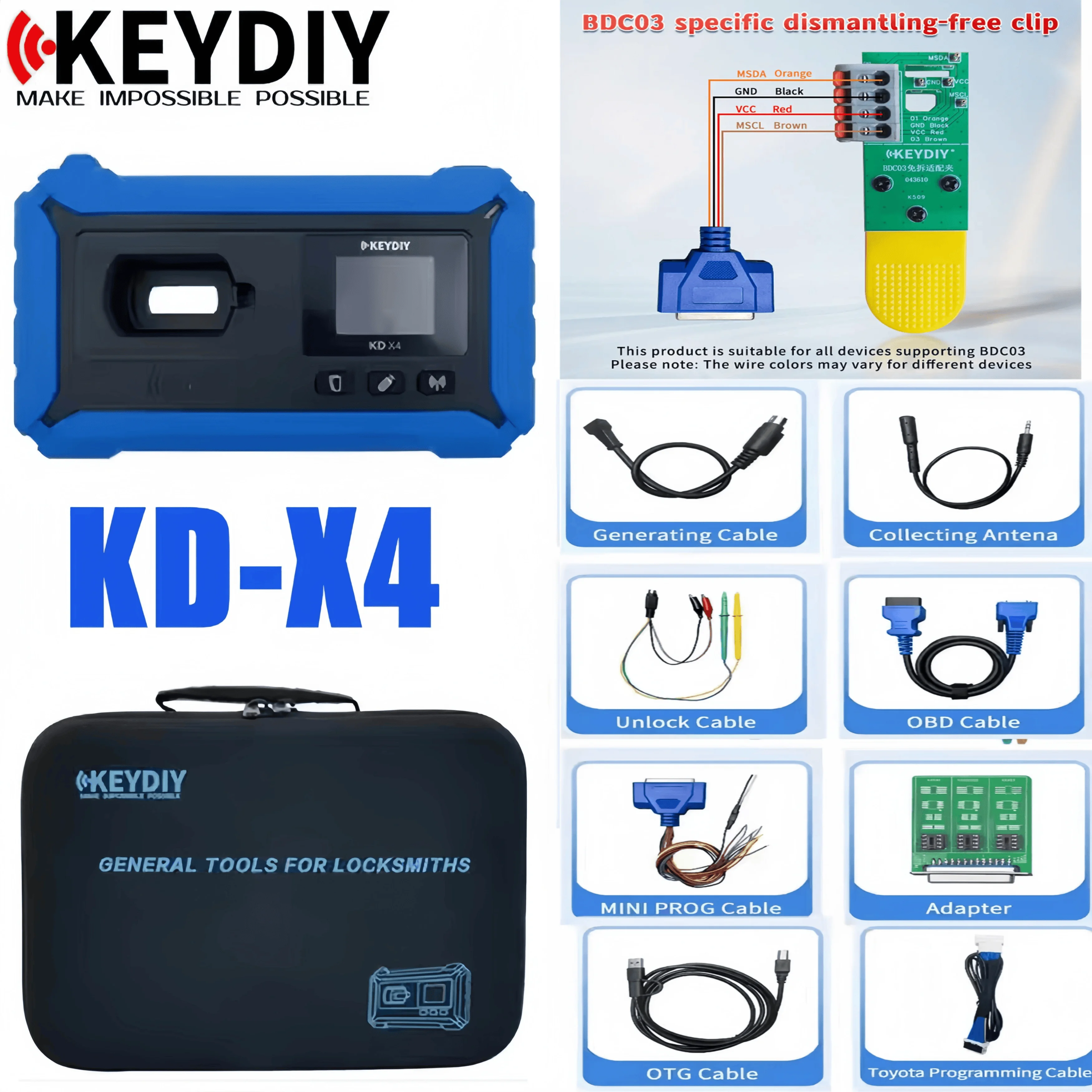 Keydiy x4 KD-X4 kdx4 programador chave 5 em 1 combina kd max kd mate kd ...