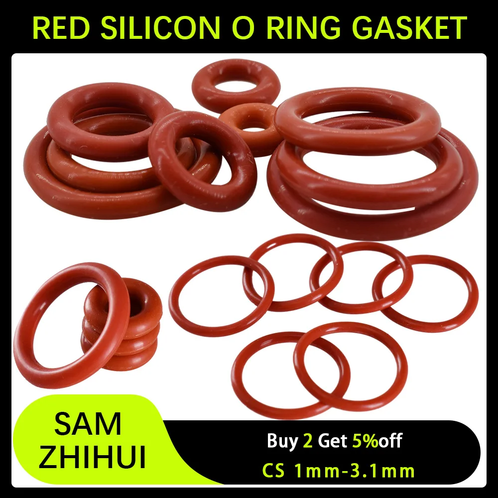 Silicone Oring Gasket Red VMQ High Temperature Food Grade Rubber Washers Sealing Oil Resistance ...
