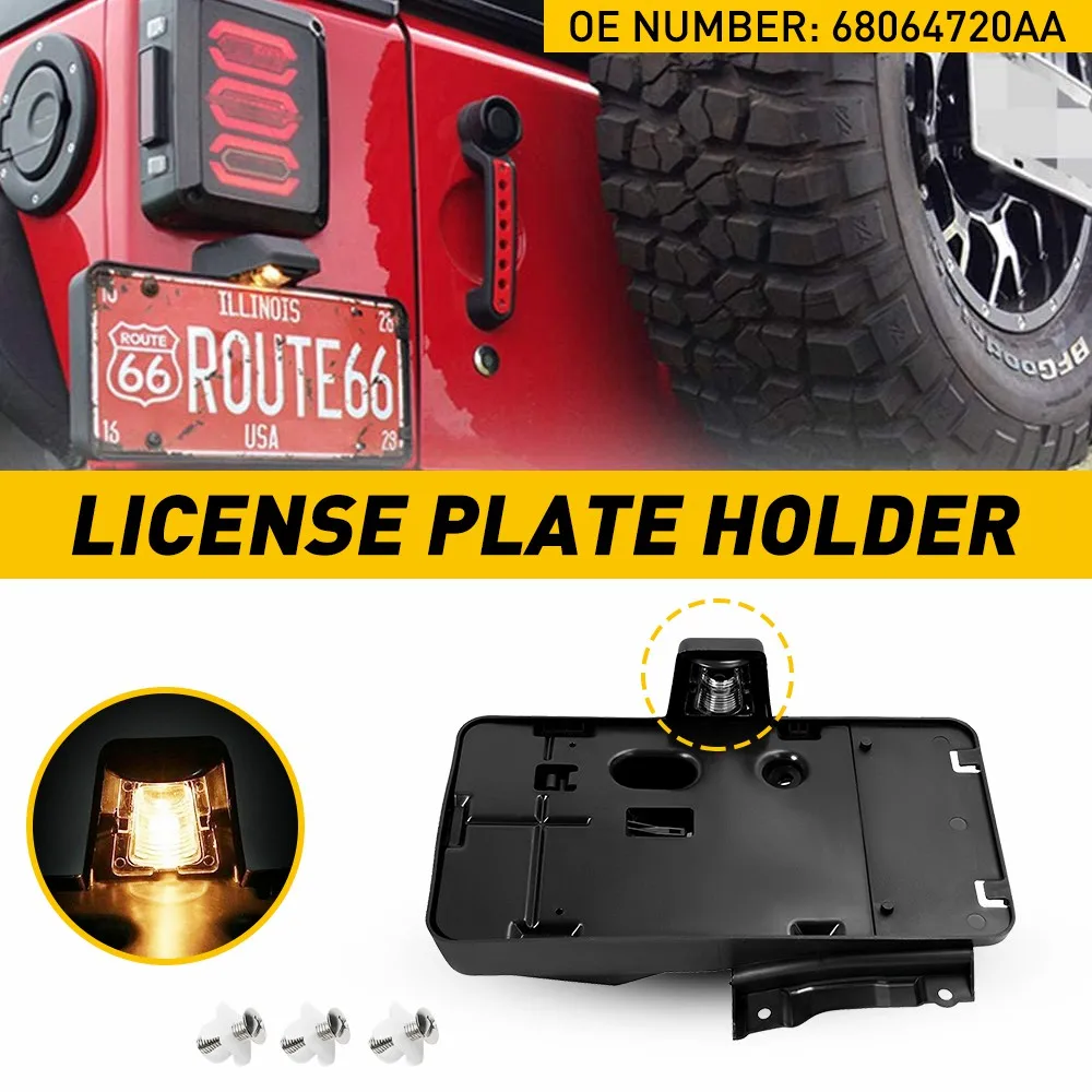 1PC-Car-License-Plate-Holder-With-LED-Yellow-Light-For-Jeep-Wrangler-JK ...