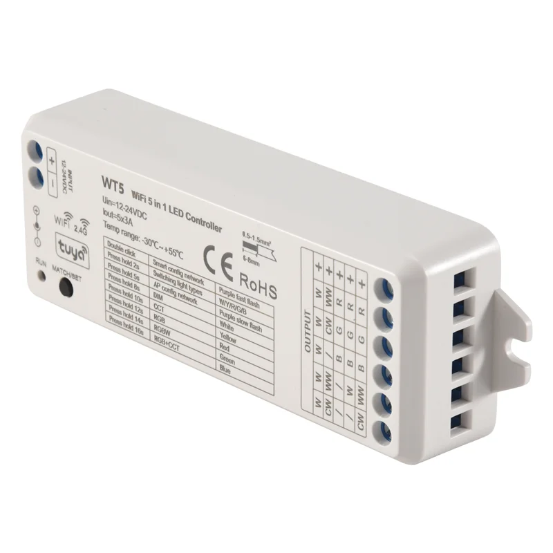 -A94Z Tuya LED Controller 5 In 1 Dimmer CCT RGB RGBW RGBWW RGBCCT Strip ...