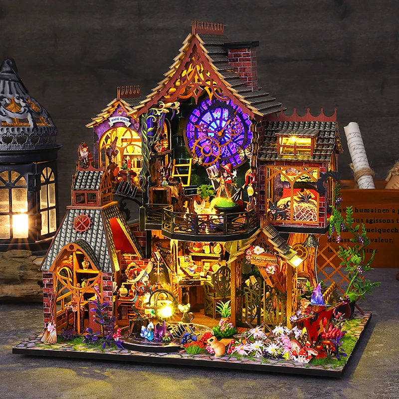 Wooden-Miniature-Doll-House-DIY-Small-House-Kit-3D-Puzzle-Building ...