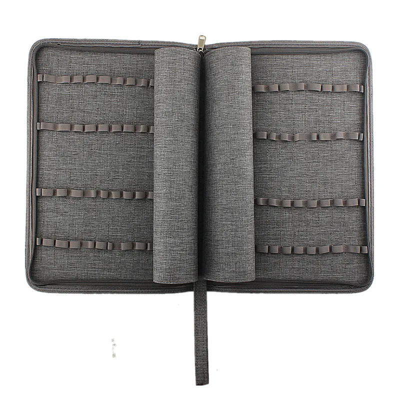 12-48-Slots-Gray-Fountain-Pen-Case-Canvas-Pen-Holder-Display-Pouch-Bag ...