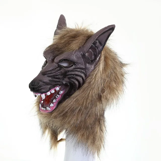 Halloween Latex Rubber Wolf Head Hair Mask Werewolf Gloves Costume ...