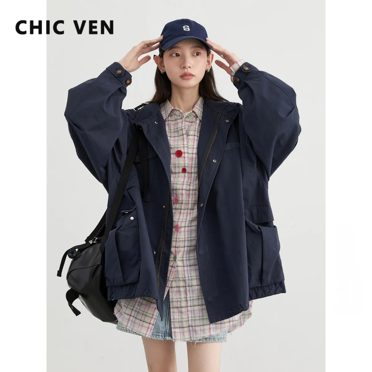 CHIC-VEN-Women-Jacket-Loose-Casual-New-Vintage-Standing-Collar-Tsuen ...
