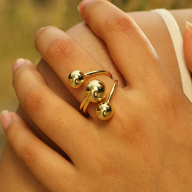 Open-Balls-Statement-Ring-for-Women-Layered-Round-Beaded-Ball-Wrap ...