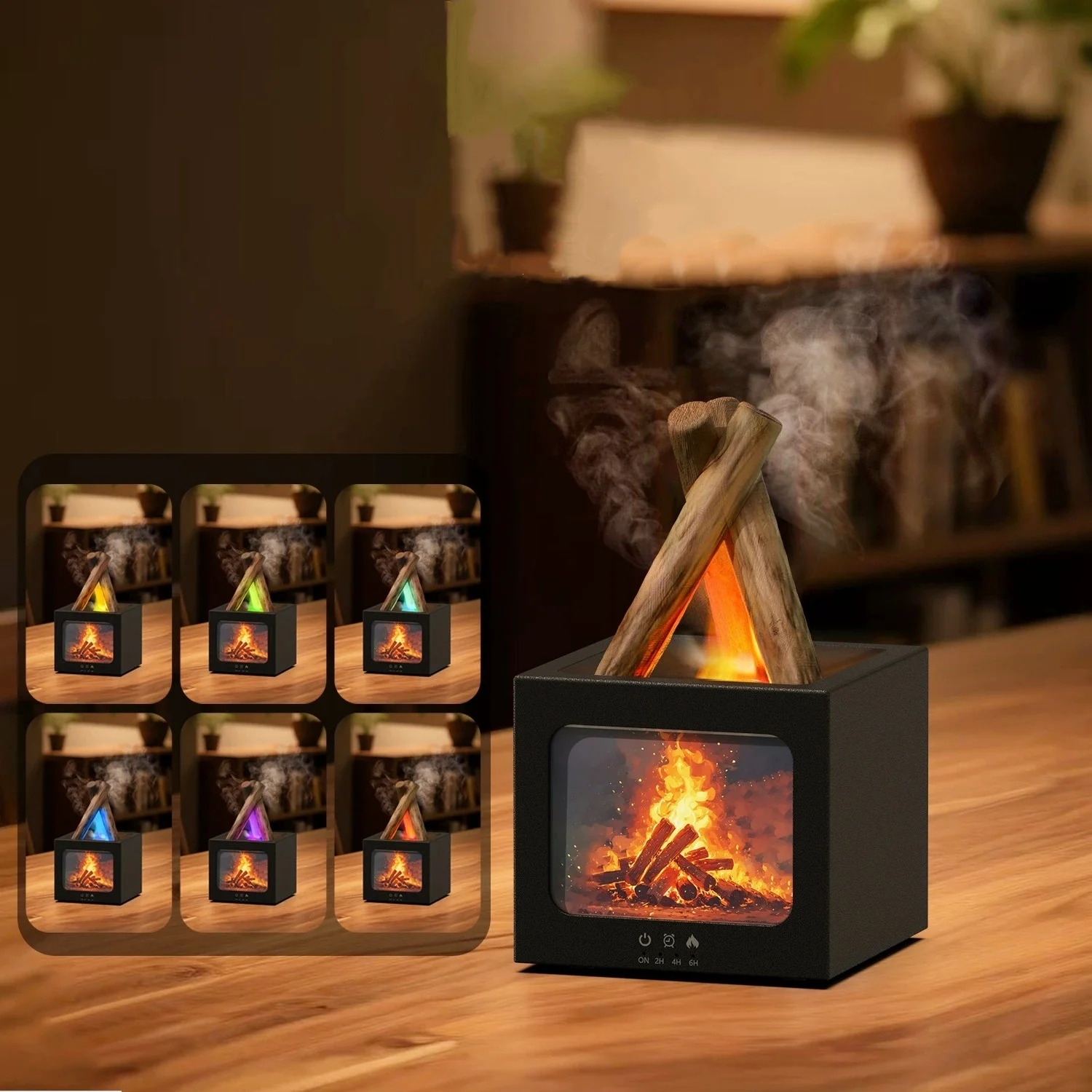 Fireplace Air Humidifier USB Essential Oil Diffuser, 240ml Ultrasonic ...