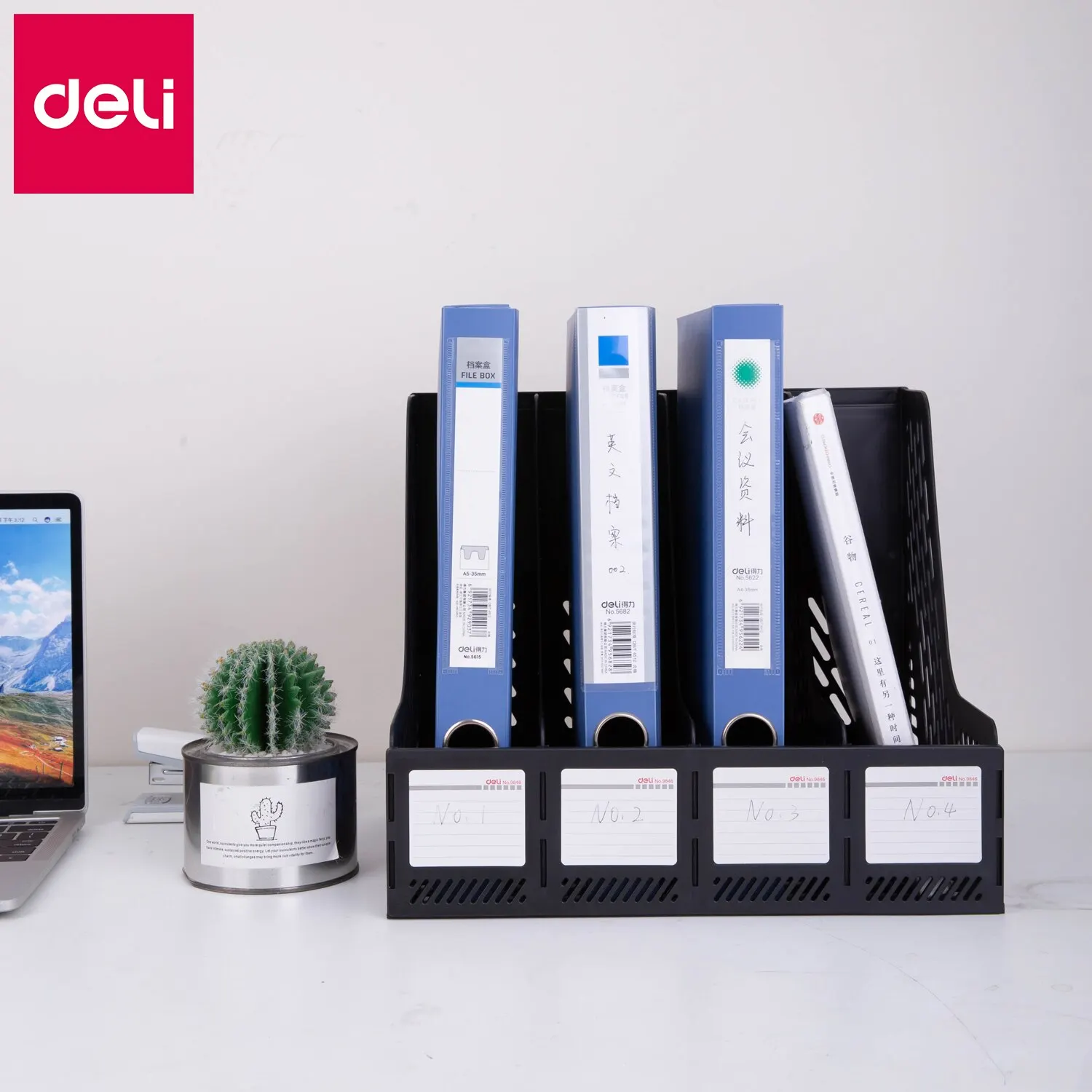 Deli-File-Box-File-Shelf-Simple-Bookshelf-Desktop-Multilayer-Folder ...