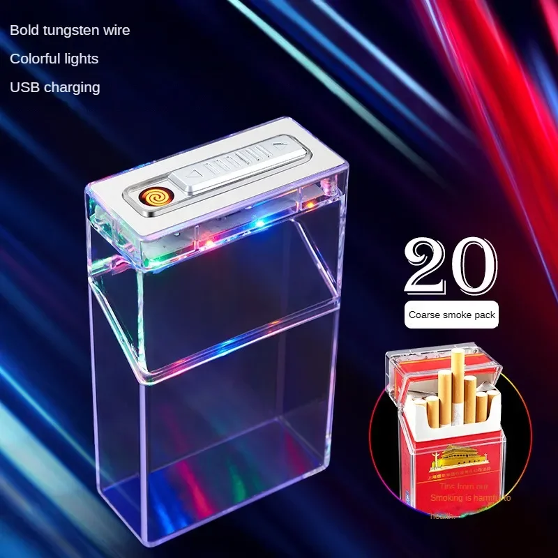 New-Transparent-Cigarette-Case-with-Lighter-All-in-one-Machine-20 ...