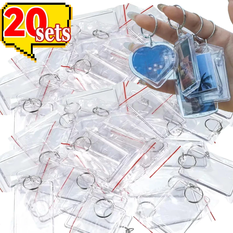 1-20pcs-Blank-Acrylic-Picture-Keychain-DIY-Clear-Insert-Photo-Split-Key ...