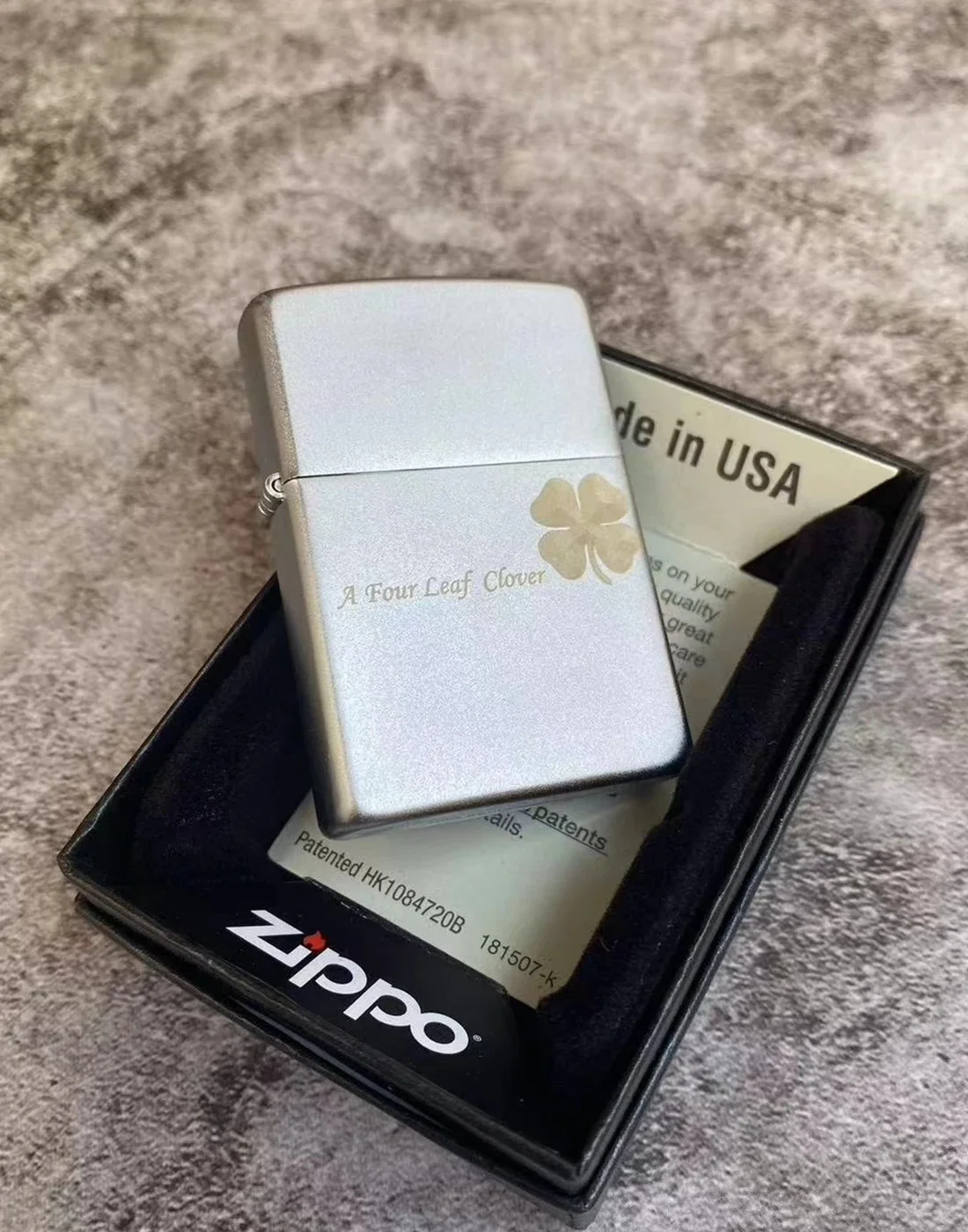 Zippo-mechero-A-tr-bol-de-cuatro-hojas-estuche-arenado-colecci-n-en ...