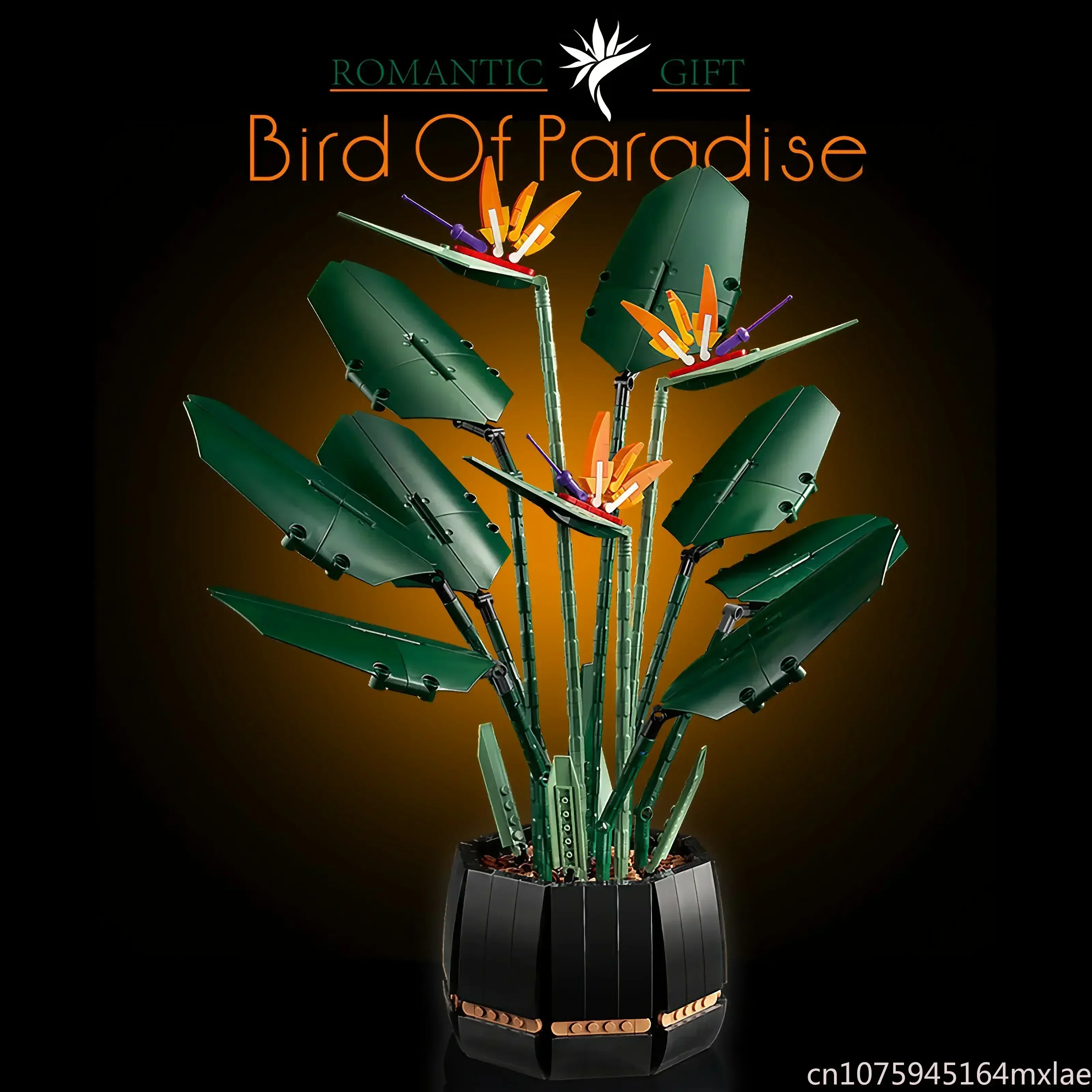 Moc-Bouquet-Bird-of-Paradise-block-flower-Orchid-Potted-Building-Blocks ...