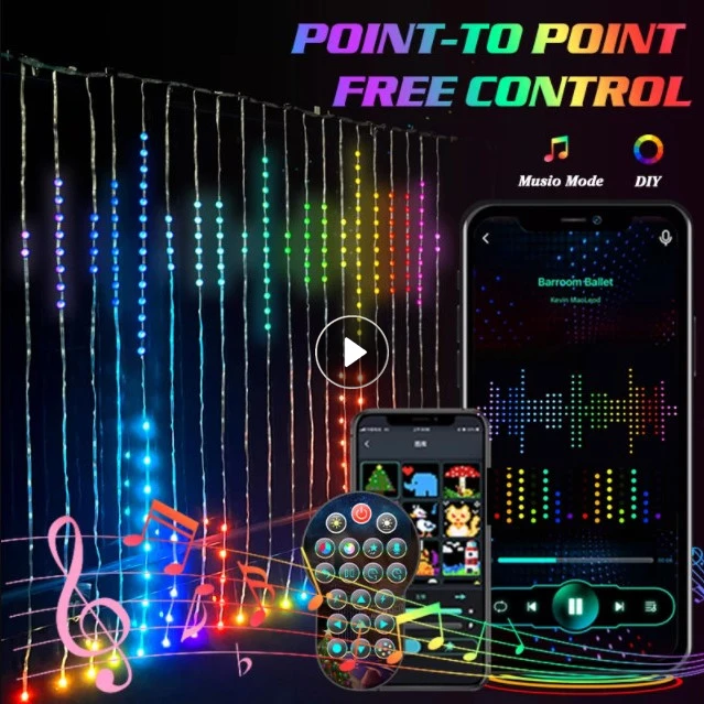 Smart-Curtain-Light-DIY-LED-Fairy-Garland-String-Light-Bluetooth-App ...