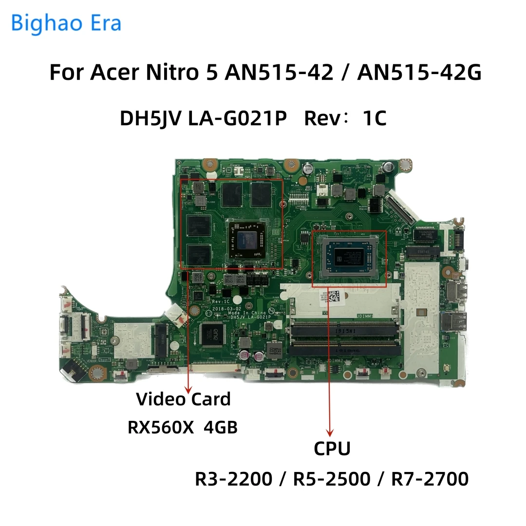 For-Acer-AN515-42-AN515-42G-Laptop-Motherboard-DH5JV-LA-G021P-With-R3 ...