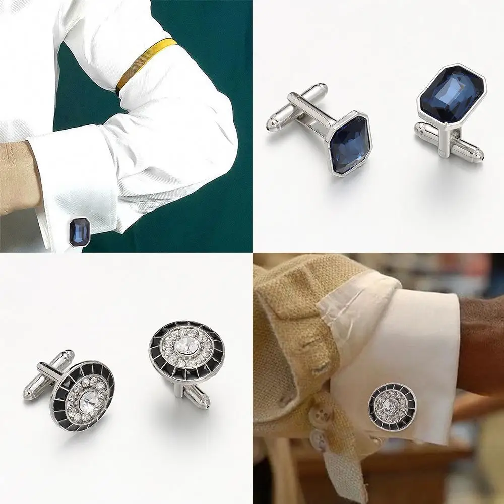 Elegant-Style-Knot-Crystal-White-Cufflinks-for-Mens-Shirt-Cuff-Links ...