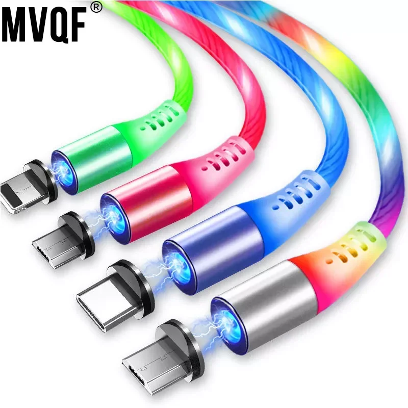 3 In1 Magnetic Current Luminous Lighting Charging Mobile Phone Cable ...