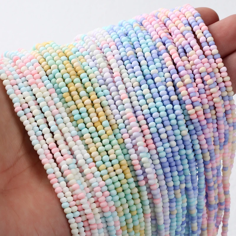 3mm-Colorful-Flat-Round-Loose-Spaced-Beads-Acrylic-Matte-Rice-Bead-For ...