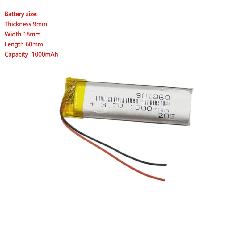 3.7V 1000mAh 901860 Polymer Rechargeable LiPo Li Lithium Battery Cell For Camera Navigation ...