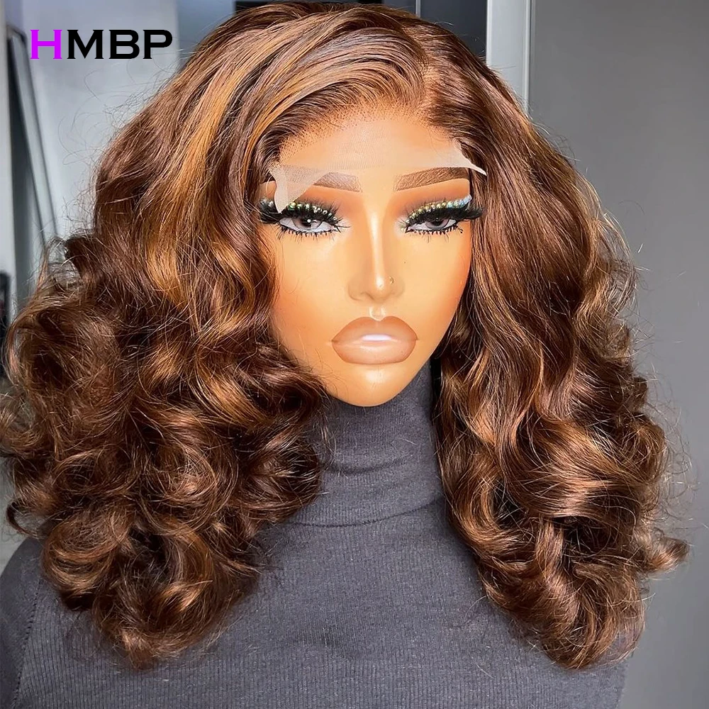 400 Density Bouncy Curl Highlight Wig Human Hair 13x6 Hd Lace Frontal ...