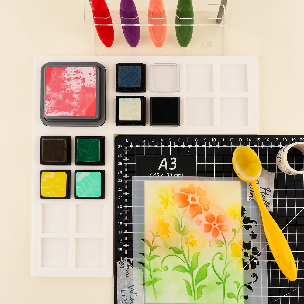 Non-Stick-Ink-Pad-Holder-Silicone-Craft-Mat-for-Painting-L-Shape ...