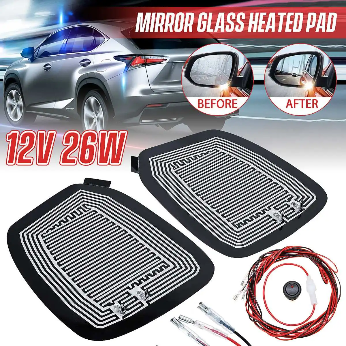 Universal-Fast-DC-12V-Electric-Rearview-Car-Mirror-Glass-Heated-Heating ...