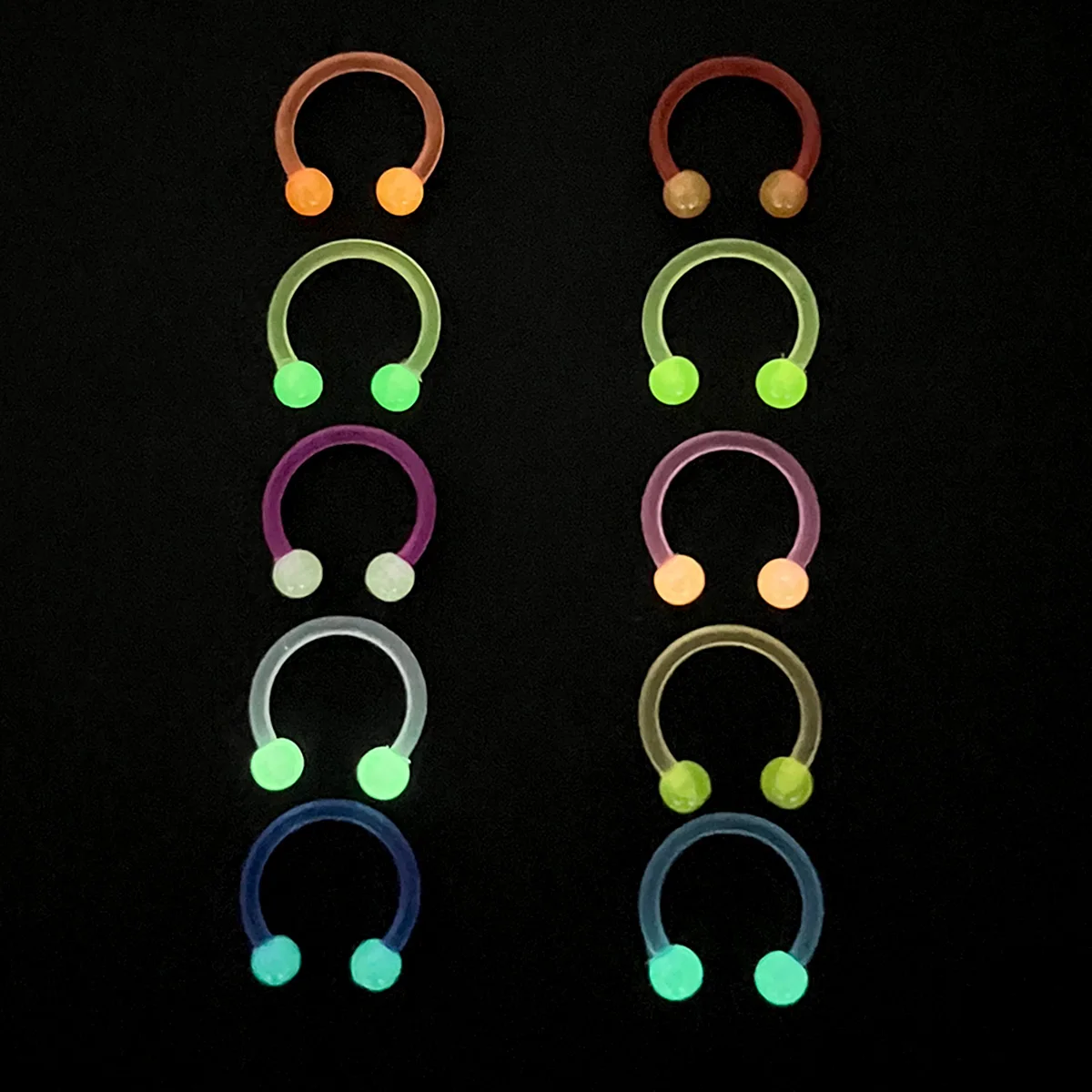 10pc-Glowing-Flexible-Septum-Piercing-Rings-Acrylic-Horseshoe-Nose-Ring ...