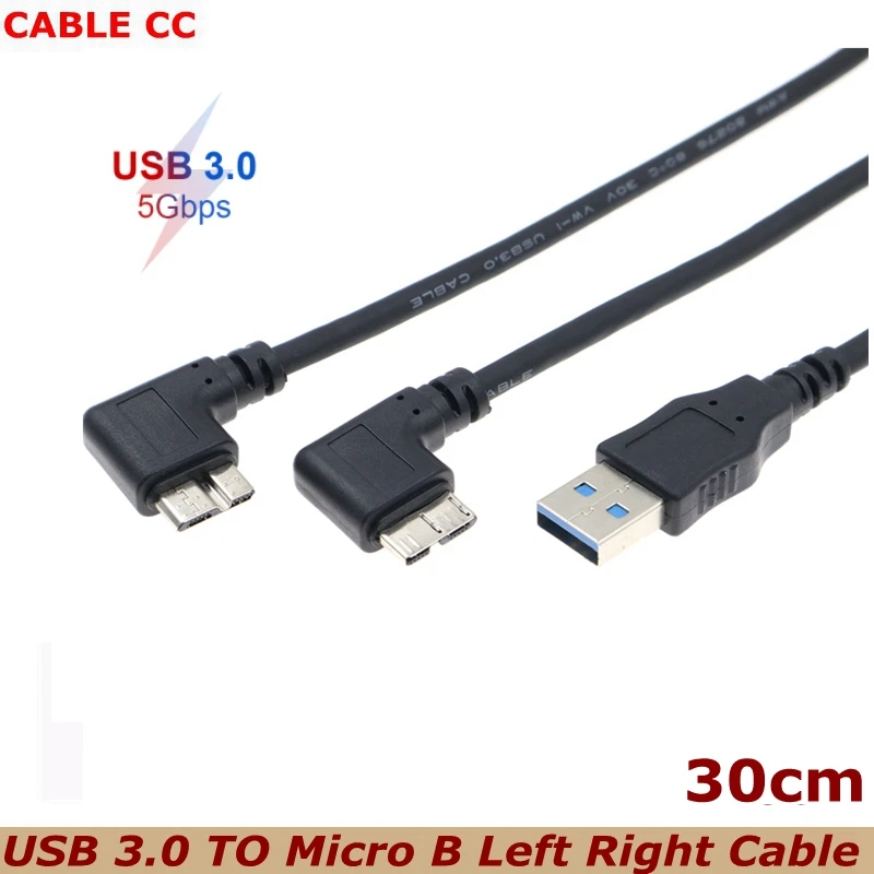 New USB 3.0 Type A to USB3.0 Micro B 90 Degree Male Adapter Cable Data ...